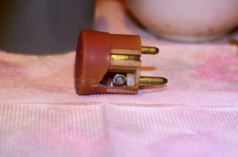 Broken Power Plug on the Table Stock Photo - Image of background ...