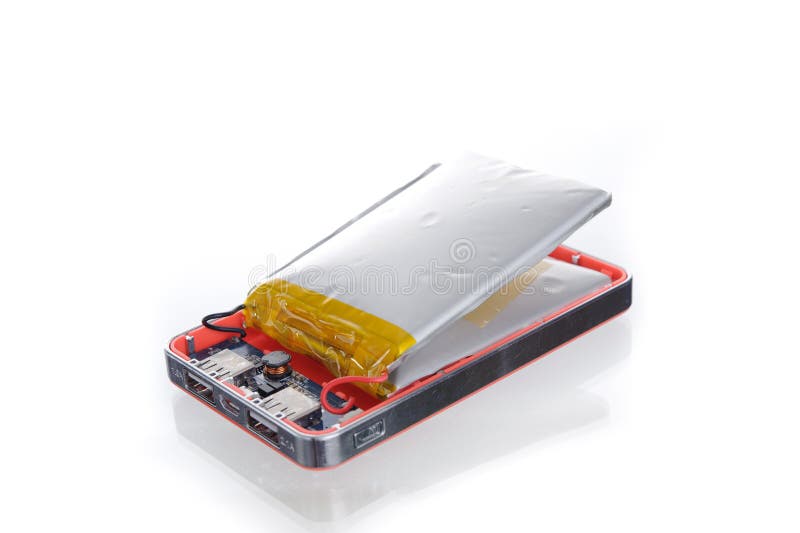 Broken Powerbank on White Background Stock Photo - Image of male ...