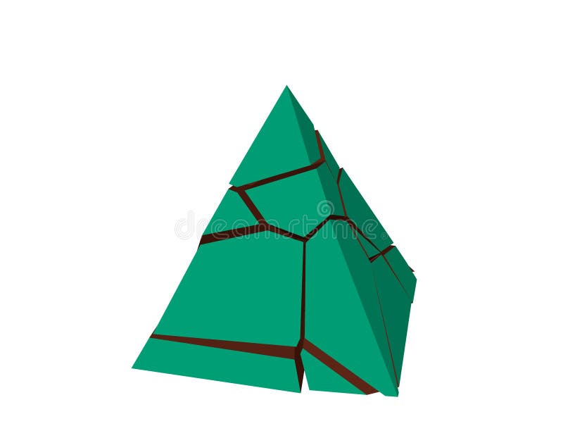 Broken Pyramid. Isolated on White Background Stock Vector ...