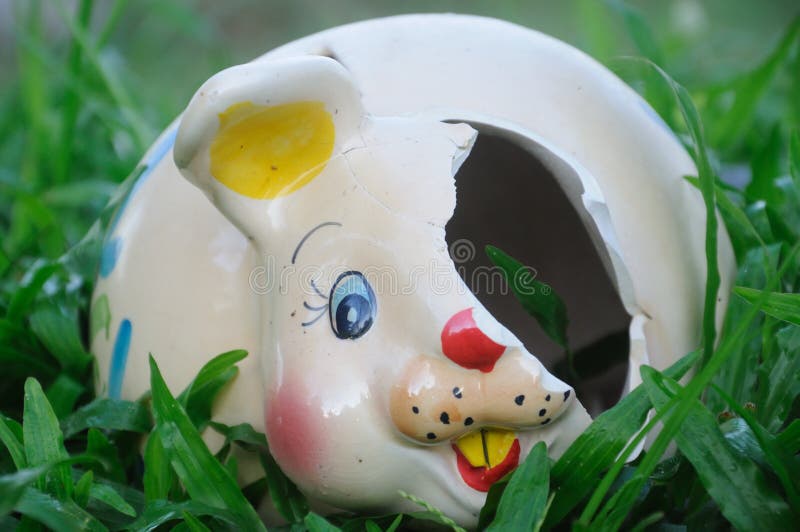 Broken Rabbit Ceramic in the Garden Stock Photo - Image of crushed ...