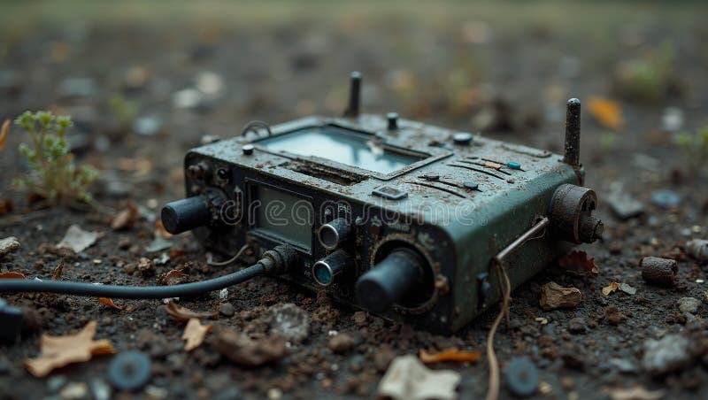 Broken Radio Transmitter on Battlefield Wires Exposed Buttons Smashed Stock Illustration ...