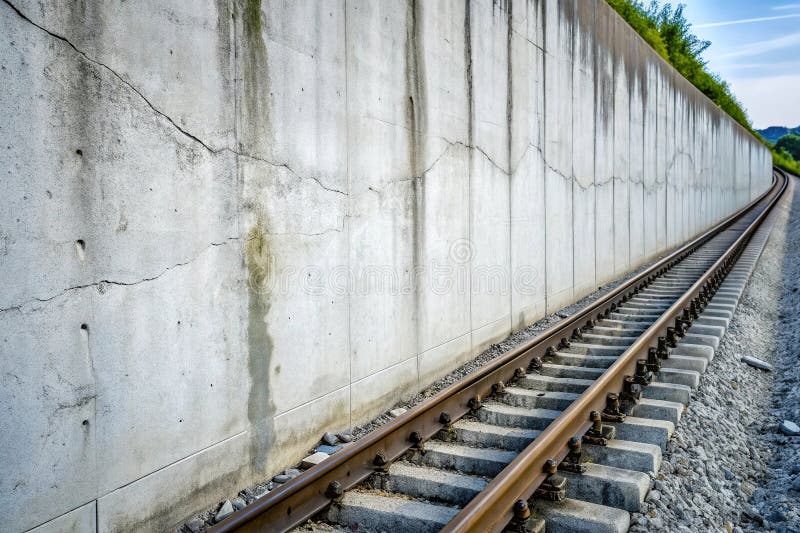 Broken Rail on White Cement Wall - High Angle Perspective - Generative ...