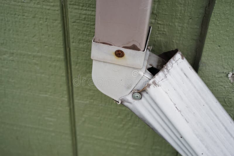 Broken Rain Gutter Downspout Pipe For Roof Runoff With Damaged Open ...