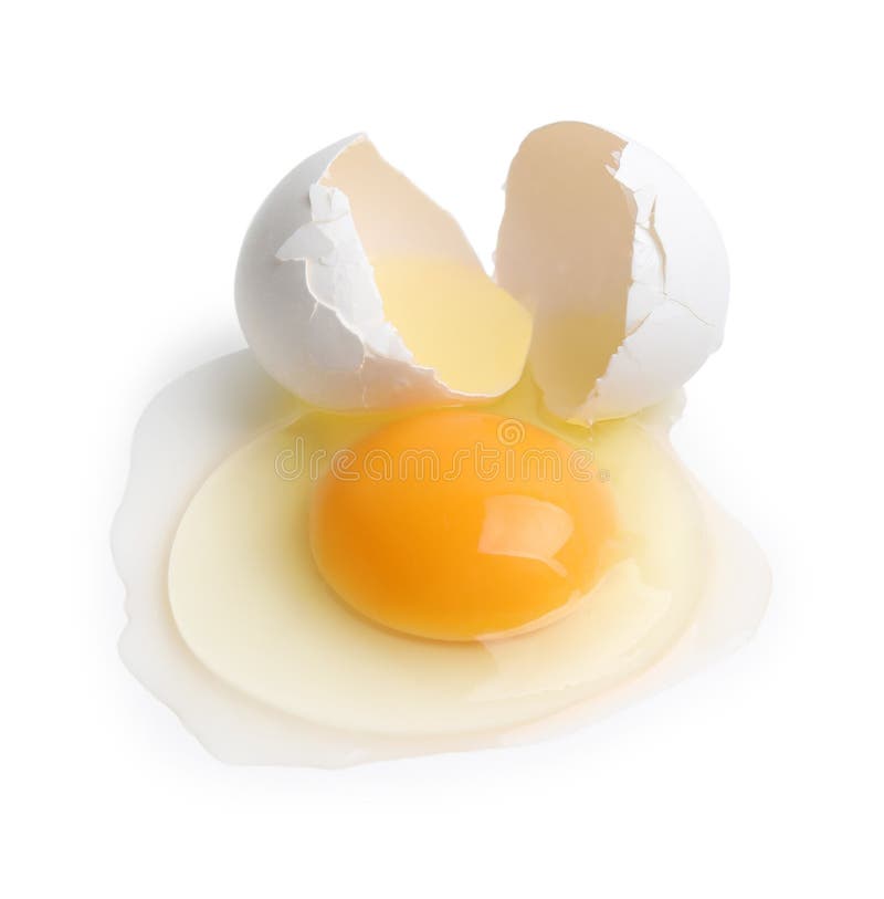Broken Raw Egg and Shell Isolated on White Stock Image - Image of ...
