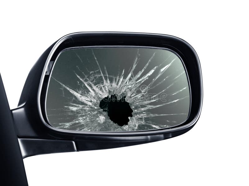 Broken Rear View Mirror on White Background Stock Image - Image of ...