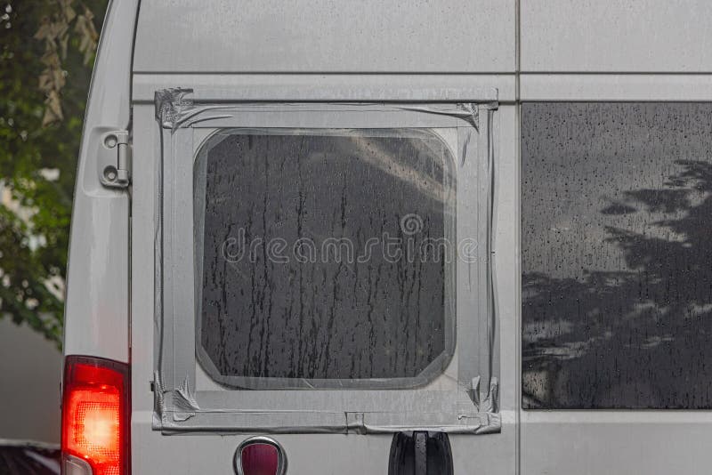 Broken Rear Window Van stock photo. Image of serbia - 325203894