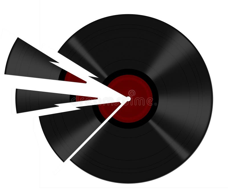 Broken Vinyl Record With Music Label Stock Vector - Illustration of music, label: 12082303