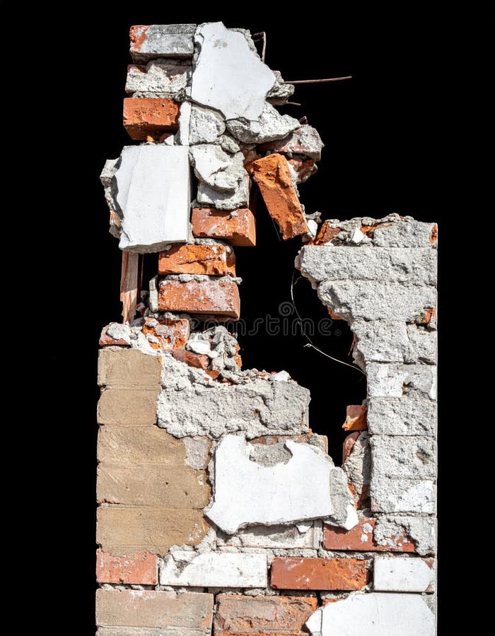 Broken Red Brick Wall Ruin Texture Background Stock Illustration ...