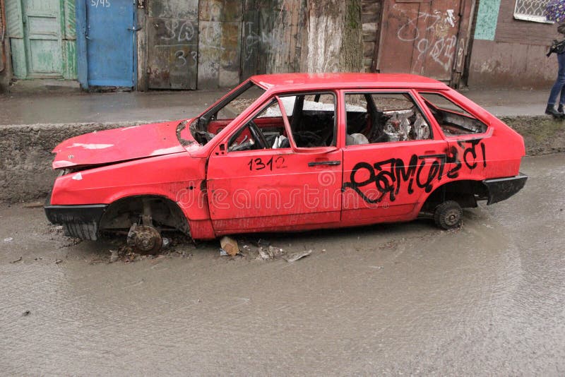 A broken red car stock image. Image of classic, lovers - 88849221