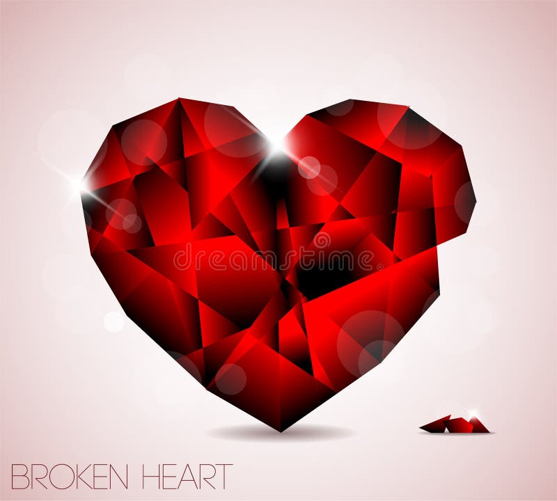 Broken Red Diamond Jewel Heart Stock Illustration - Illustration of ...
