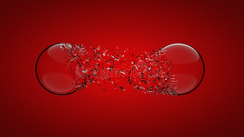 Broken red glass sphere. stock illustration. Illustration of crushed ...