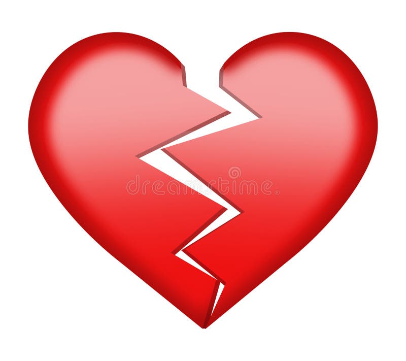 Broken Red Heart Button Isolated on White with Clipping Path Stock ...