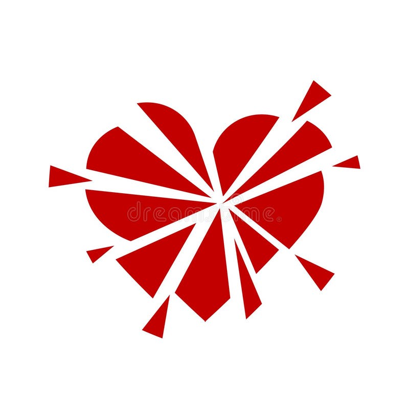 Broken Red Heart Icon Minimalism Vector Illustration Symbol Stock ...