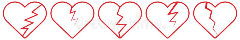 Break red heart icons stock vector. Illustration of marriage - 259464832
