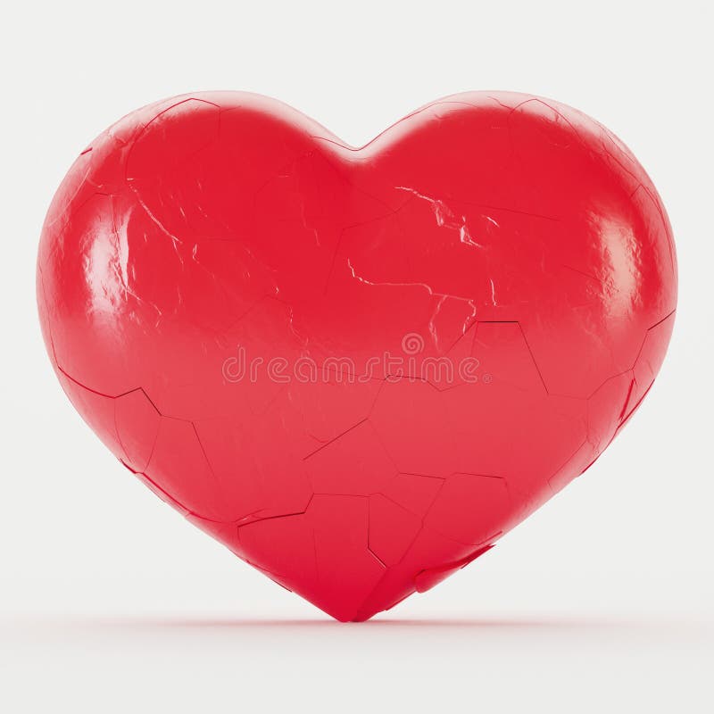 Broken Red Heart On A White Background. Stock Illustration ...
