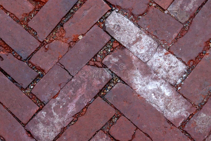 Broken Red Paving Slabs, Herringbone Pattern, Flatlay Stock Photo ...