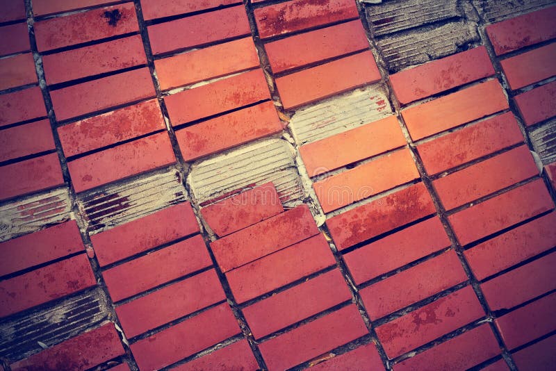 Broken Red Tiles on Old Cement Floor Stock Image - Image of shape ...