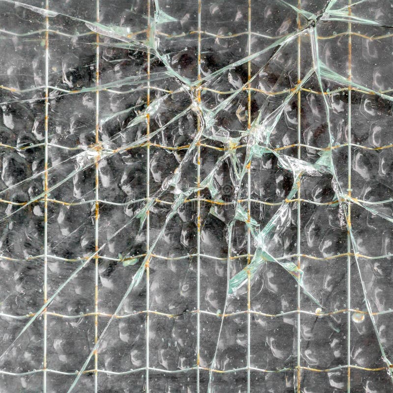 Broken Reinforced Glass Window Stock Photo - Image of detail, hole ...