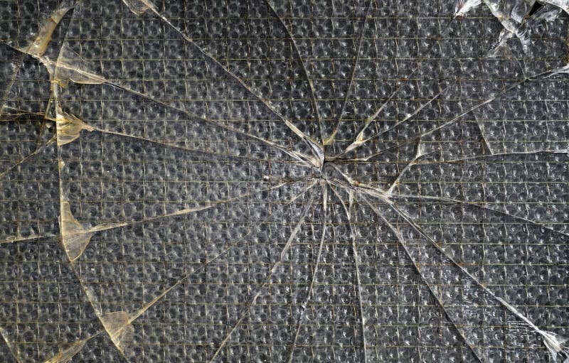 Broken Reinforced Glass Window Stock Photo - Image of detail, hole ...