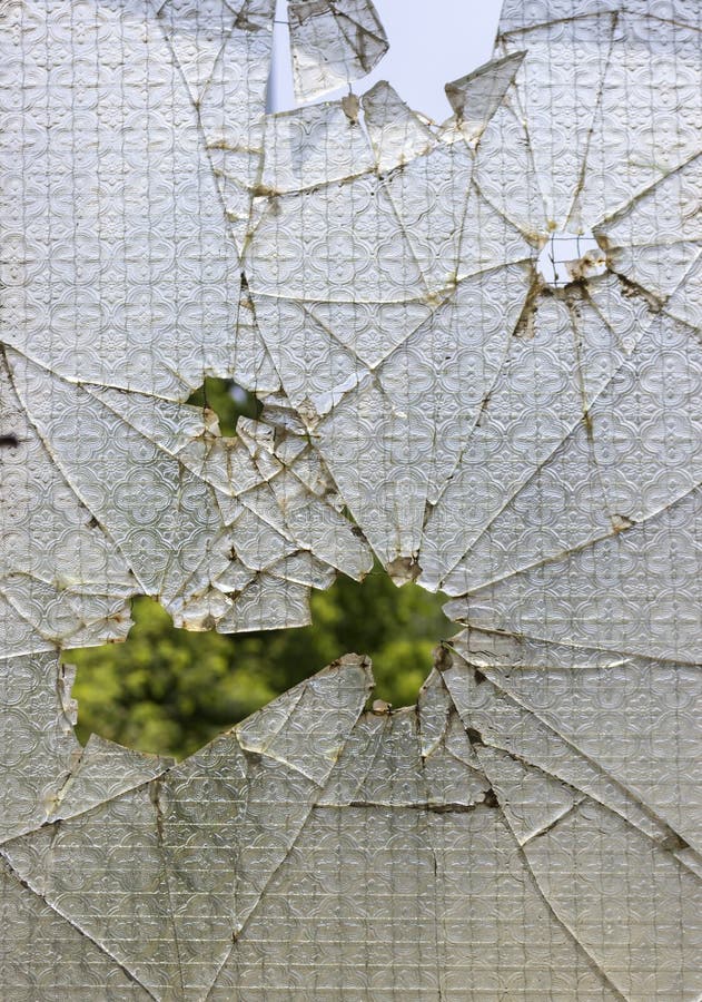 Broken Reinforced Glass Window Stock Photo - Image of detail, hole ...