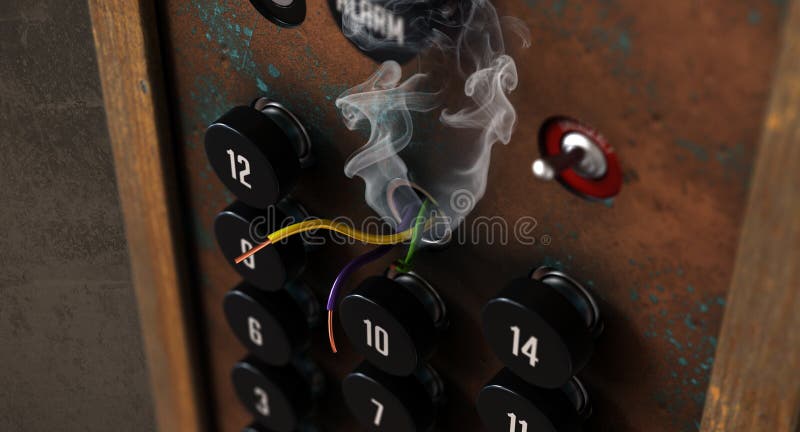 Broken Retro Elevator Control Panel Stock Illustration - Illustration ...