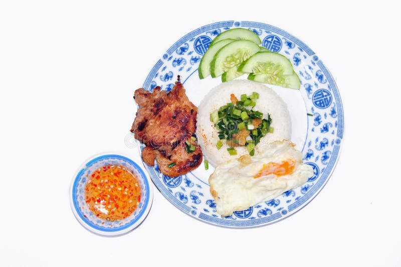 Broken Rice with Grilled Pork in Vietnam Stock Photo - Image of catfish ...