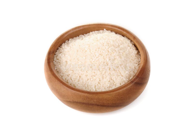 Broken Rice in a Wooden Bowl. Stock Photo - Image of closeup, food ...