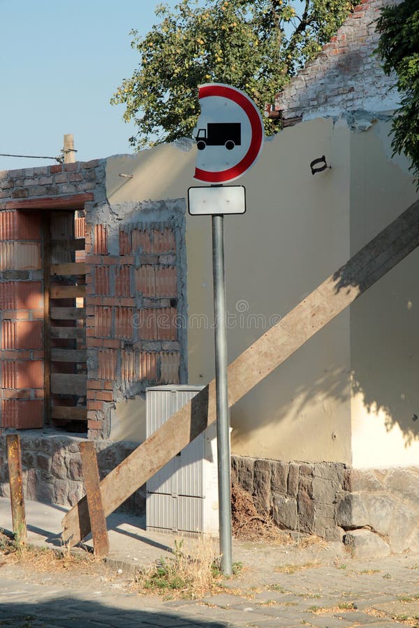 Broken Road Sign in Budapest Stock Photo - Image of space, accident ...