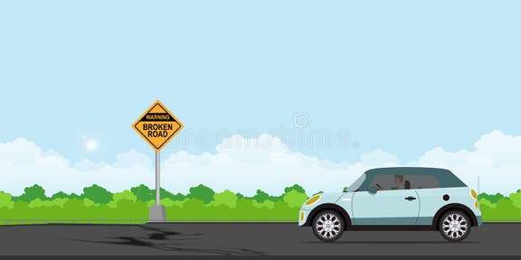 Broken road sign warning stock vector. Illustration of disaster - 304394499