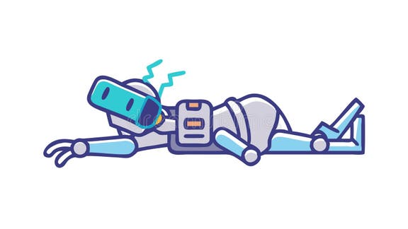 Broken Robot Lying Down, Symbolizing Malfunction, Technological Decay ...