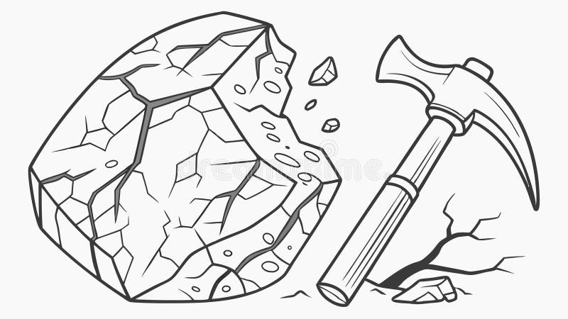 Broken Rock with Pickaxe Illustration Vector Art, Vector Design ...