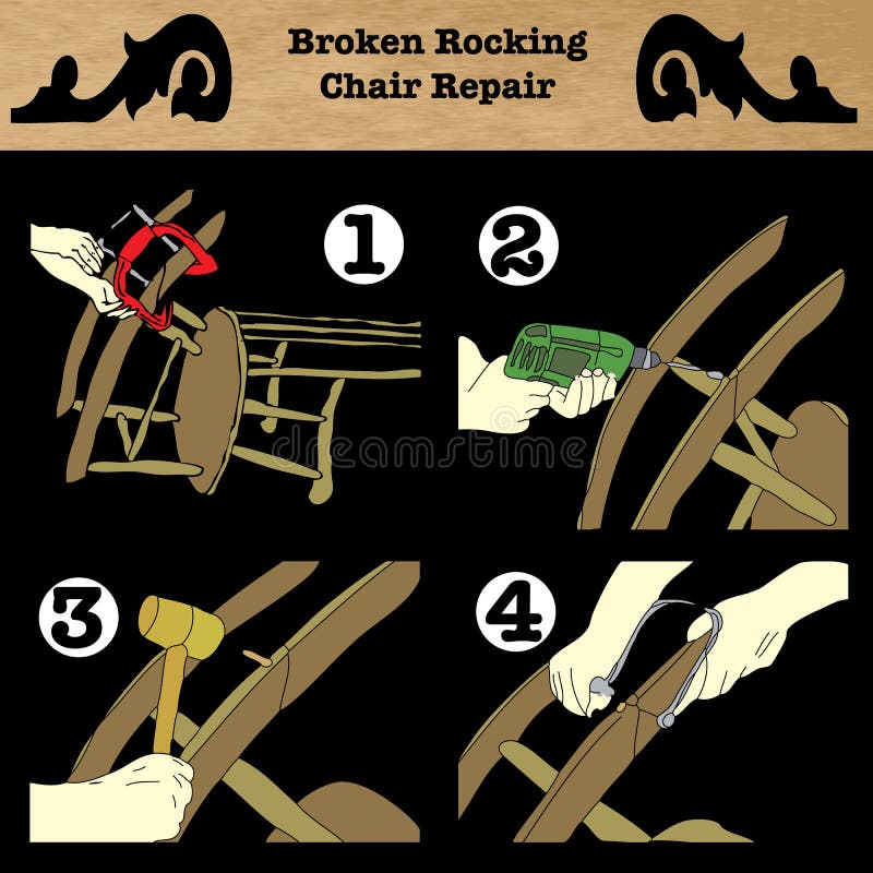 Broken Rocking Chair Repair Stock Illustration - Illustration of repair ...