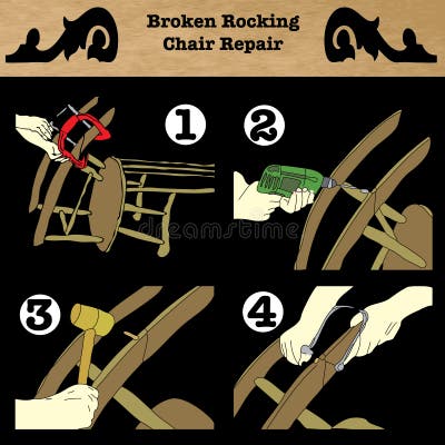 Broken Rocking Chair Repair Stock Illustration - Illustration of repair ...