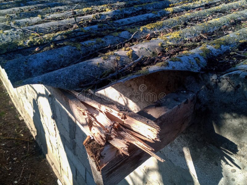 Broken Roof of Barn. Broken Slate and Broken Rafters Stock Image ...