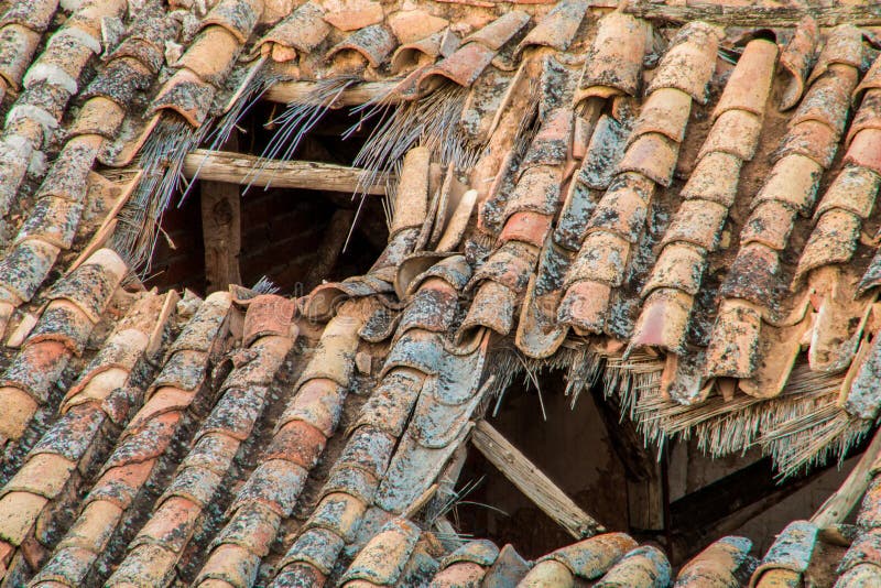 Broken roof stock image. Image of home, tile, wood, house - 89991715