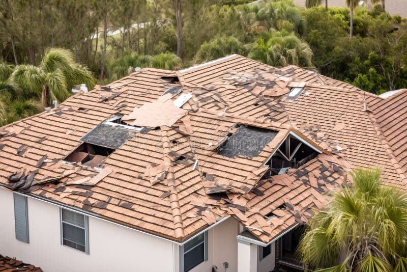 Broken Roof of a Private House. Generative AI Stock Image - Image of ...