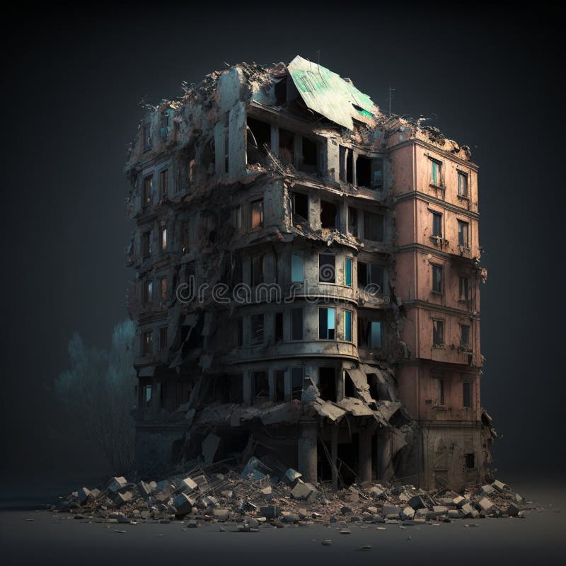 Broken Ruined Building. Destruction of Property, Structures in ...