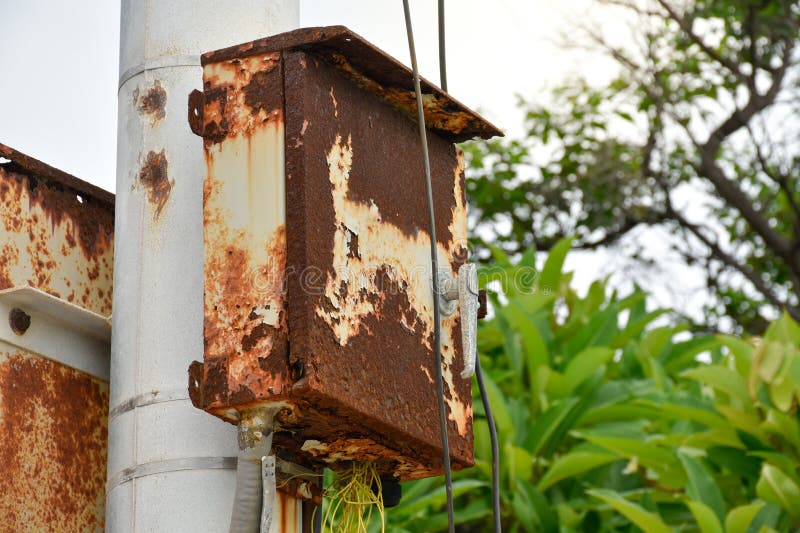 Broken and Rusted Electrical Control Box or Electric Switchboard on ...