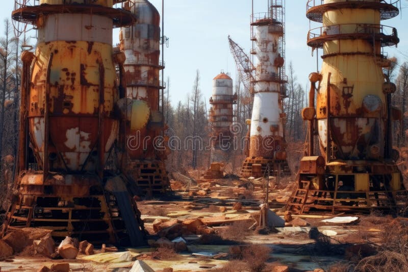 Broken and Rusted Nuclear Warning Signs Stock Illustration ...