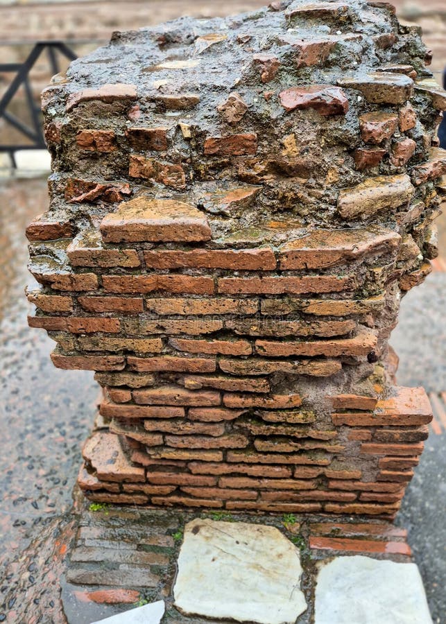 Broken Rustic Brick Wall in the Coliseum, Rome, Italy. Stock Photo ...