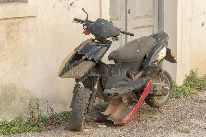 A Broken Rusting Motor Scooter in Corfu Town Corfu Stock Photo - Image ...