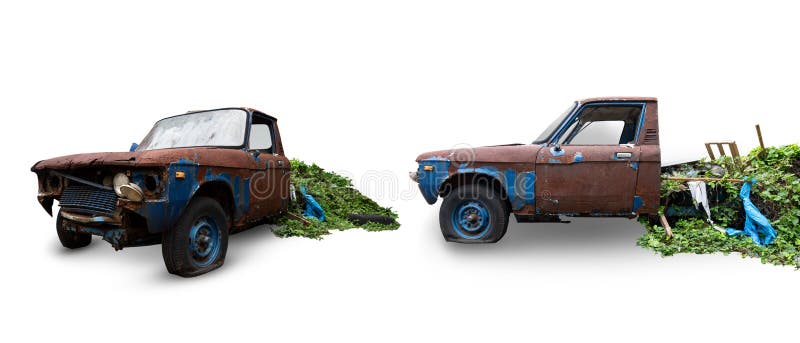 Broken Rusty Car because of the Crash Accident Stock Photo - Image of ...