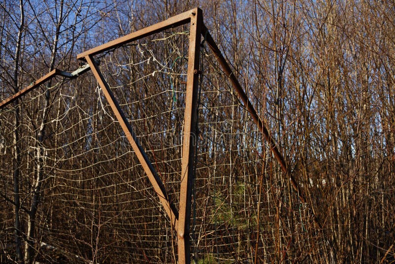 Broken and Rusty Football Goal Standing by the Pitch Stock Photo ...