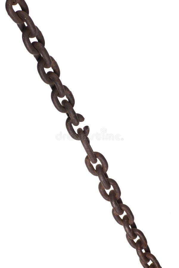 Broken Rusty Powerful Iron Chain Isolated on White Stock Image - Image ...