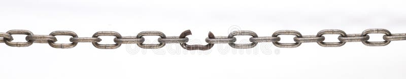Broken Rusty Powerful Iron Chain Isolated on White Stock Image - Image ...