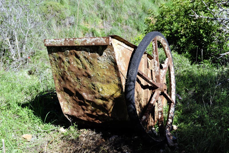 Broken rusty trolley. stock image. Image of wheel, carriage - 52097613