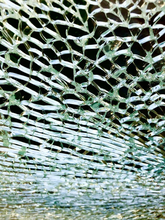 Broken Safety Glass, Cracked All Over Stock Image - Image of abstract ...