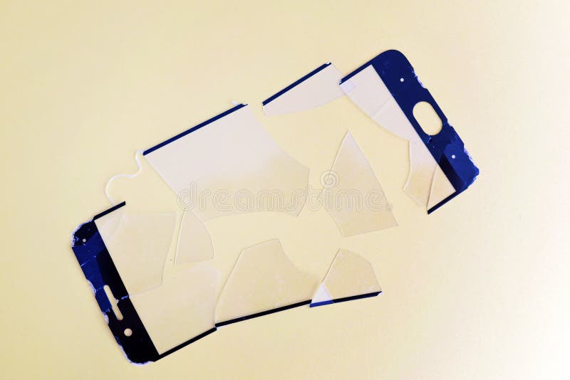 Broken Safety Glass for Smartphone on Colored Background Stock Photo ...