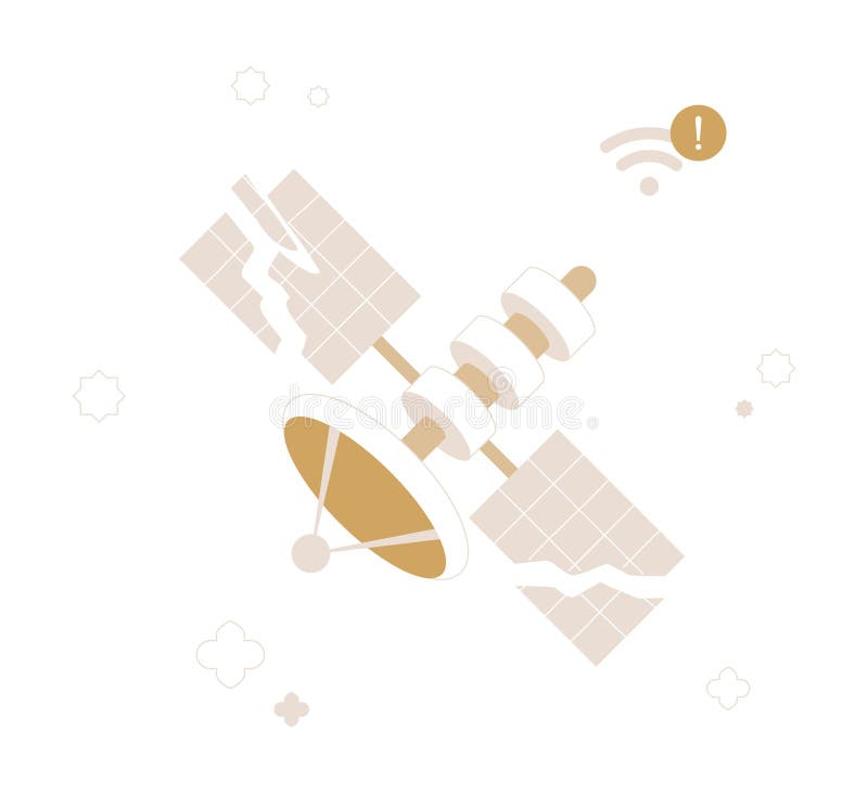 Broken Satellite with No Internet Connection in Flat Vector ...