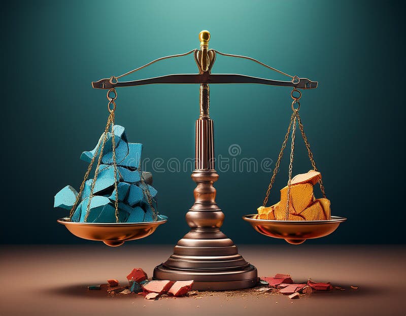 Broken Scale with Unequal Weights, Illustrating Disparity and ...